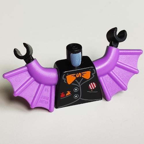 LEGO PART 10677pr0006 Torso with Bat Wings and Jacket, Orange Bow Tie ...