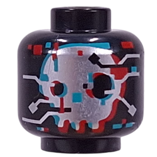 LEGO PART 28621pr9769 Minifig Head D-Shock, Silver Skull with Red/Dark ...