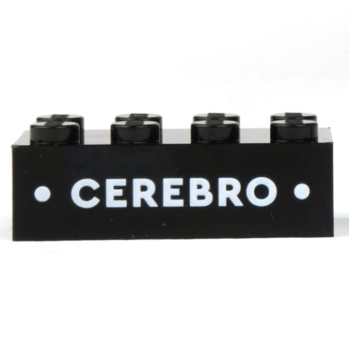 LEGO PART 3001pr9981 Brick 2 x 4 with White 'CEREBRO' print ...