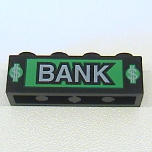 LEGO PART 3010pr9953 Brick 1 x 4 with 'BANK', Dollar Signs Print [4608 ...