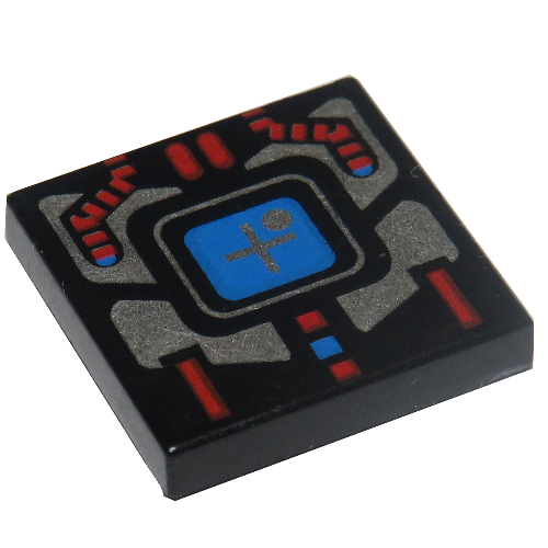 LEGO PART 3068bpr0059 Tile 2 x 2 with Blue Screen, Silver and Red Panel ...
