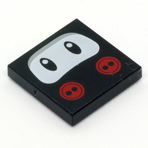 LEGO PART 3068bpr9893 Tile 2 x 2 with Eyes and Red Buttons Print (Ninji ...