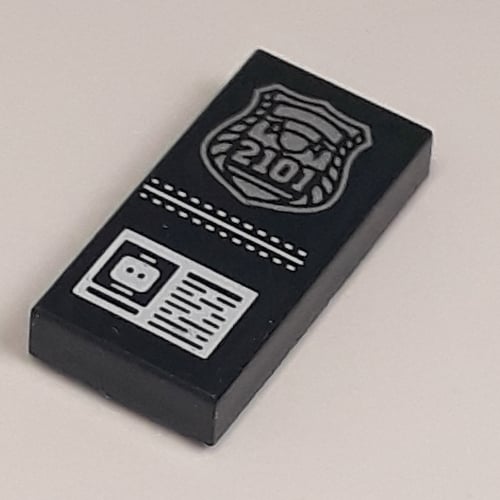 LEGO PART 3069bpr0004 Tile 1 x 2 with Silver Police Badge with '2101 ...