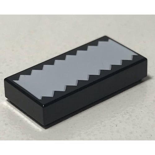 LEGO PART 3069bpr0337 Tile 1 x 2 with White Shape with ZigZag Line ...