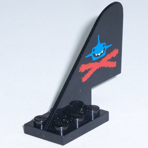 LEGO PART 3587pr0001 Tail Old with Aquazone Aquashark Blue Shark with ...