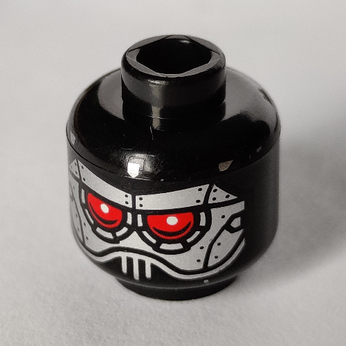 LEGO PART 3626bpr1026 Minifig Head Robot, Silver Plates with Red Eyes ...