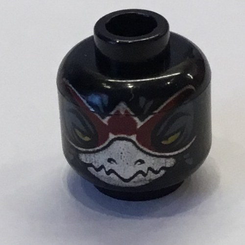 LEGO PART 3626cpr1130 Minifig Head Razar, Dual Sided, Raven with Silver ...