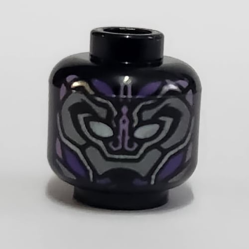 LEGO PART 3626cpr3537 Minifig Head Black Panther, Armor, White Eyes ...