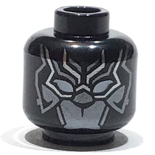 LEGO PART 3626cpr3655 Minifig Head Black Panther, Armor, White Eyes ...