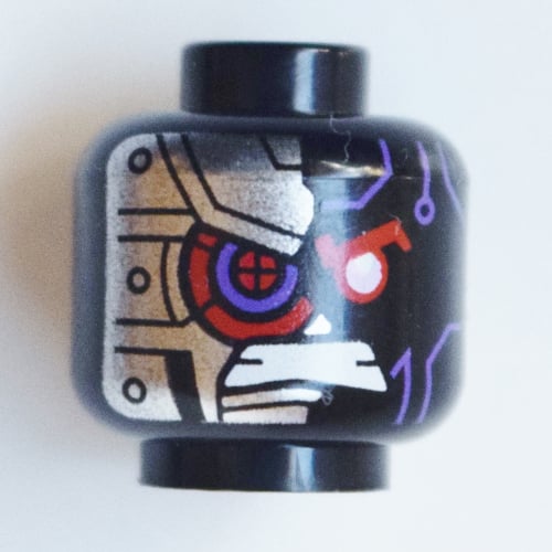 LEGO PART 3626cpr3195 Minifig Head Nindroid, Dark Purple Lines, Red Eye ...