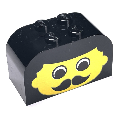 LEGO PART 4744pr0007 Brick Curved 2 x 4 x 2 Double with Face/Moustache ...