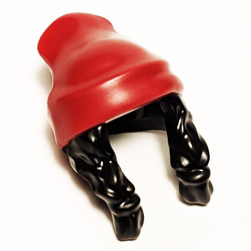 LEGO PART 52686pat0004 Hair and Hat, Two Braids and Beanie, Dark Red ...