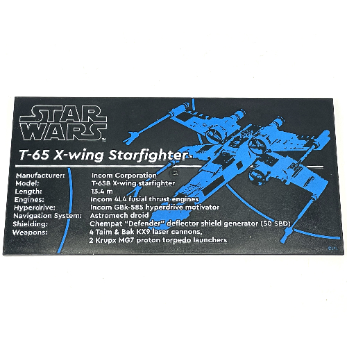 LEGO PART 90498pr0021 Tile 8 x 16 with Star Wars UCS X-Wing Data Sheet ...