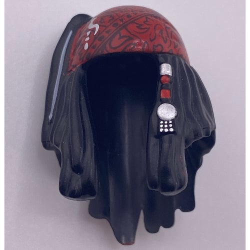 LEGO PART 95221pr0002 Hair Dreadlocks with Beads and Dark Red Brocade ...