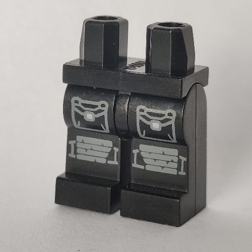 LEGO PART 970c03pr1110 Hips and Black Legs with 2 Pockets with White ...