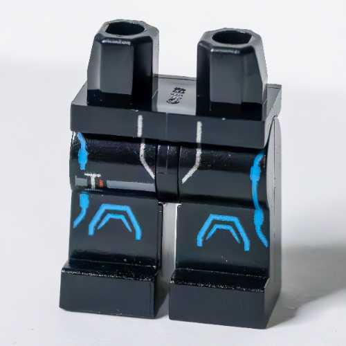 LEGO PART 970c03pr0853 Hips and Black Legs with Silver Leg Belt and ...