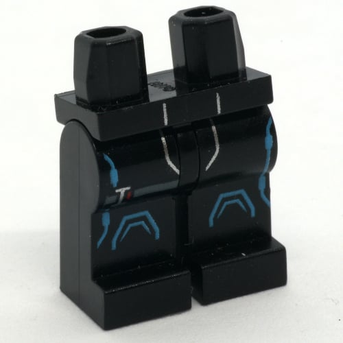 LEGO PART 970c03pr0853 Hips and Black Legs with Silver Leg Belt and ...