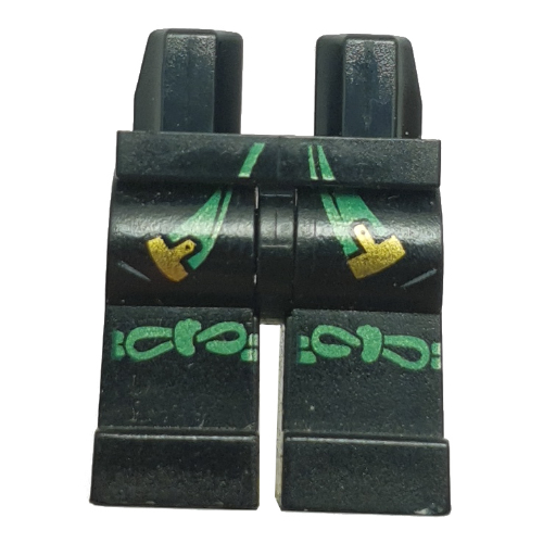LEGO PART 970c03pr0881 Hips and Black Legs with Green and Gold Sash and ...