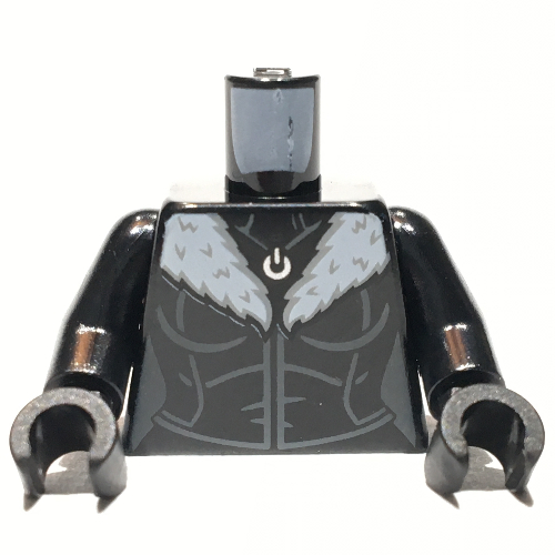 LEGO PART 973c03h03pr5543 Torso Jacket, Muscles, White Fur print, Black ...