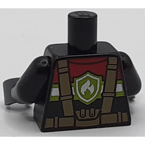 LEGO PART 973c03h12pr6895 Torso, Red Fire Fighter Suit, Silver/Neon ...