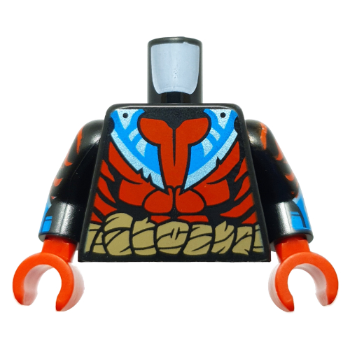 LEGO PART 973c03h22pr0006 Torso, Red Armor, Dark Tan Rope, Medium Azure ...