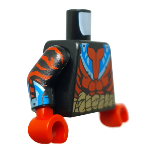 LEGO PART 973c03h22pr0006 Torso, Red Armor, Dark Tan Rope, Medium Azure ...
