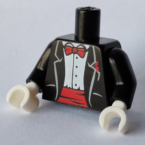 LEGO PART 973c03h27pr0813 Torso Jacket, White Shirt and Red Bow Tie and ...