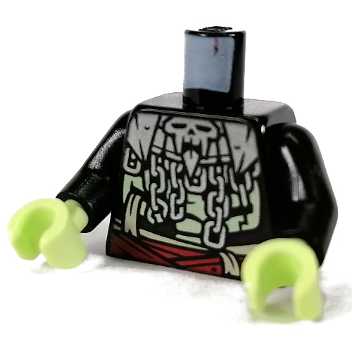 LEGO PART 973c03h40pr0001 Torso, Silver Chains, Skull, Red Belt ...