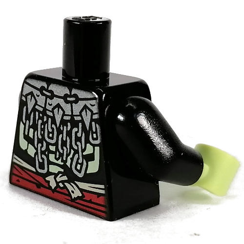 LEGO PART 973c03h40pr0001 Torso, Silver Chains, Skull, Red Belt ...