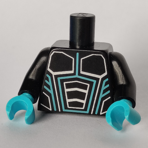 LEGO PART 973c03h42pr3228 Torso Armor, Medium Azure and Silver Lines ...