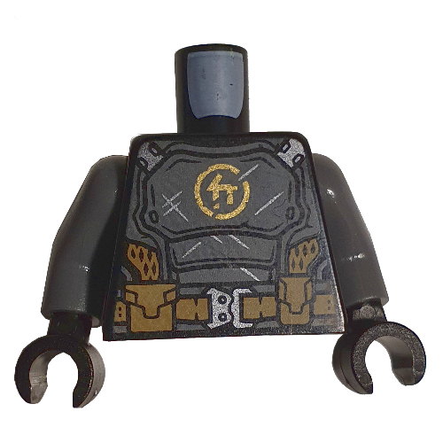 LEGO PART 973c75h03pr0002 Torso Armor, Dark Bluish Gray Chestplate, Tan ...