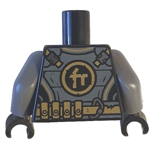 LEGO PART 973c75h03pr0002 Torso Armor, Dark Bluish Gray Chestplate, Tan ...