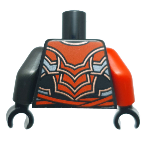 LEGO PART 973e048pr0001 Torso, Odd Arms, Red/Silver/Copper Armor, Gears ...