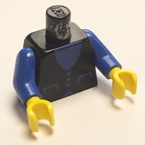 LEGO PART 973c28h01pr0069 Torso Vest, Blue V-Neck, Pockets and Buttons ...