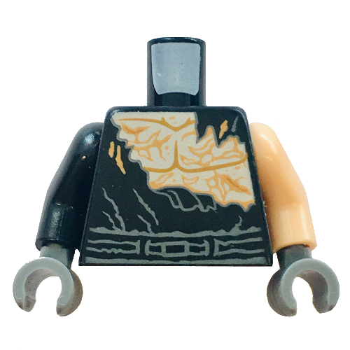 LEGO PART 973e034pr3839 Torso, Odd Arms, Shirt, Ripped, Light Nougat ...