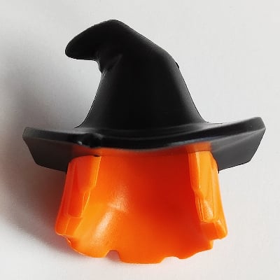 LEGO PART 20606pr0006 Hair and Hat, Floppy Witch Hat with Orange Hair ...