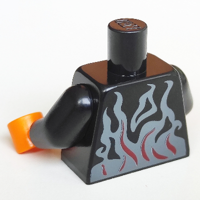 LEGO PART 973c03h34pr9999 Torso, Dark Bluish Grey and Red Flames and ...