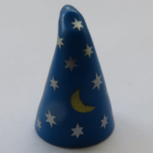 LEGO PART 17349pr0001 Hat Cone Drooping with Wizard Gold Moon and ...