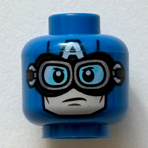 LEGO PART 3626cpr2112 Minifig Head Captain America, 'A' on Forehead ...