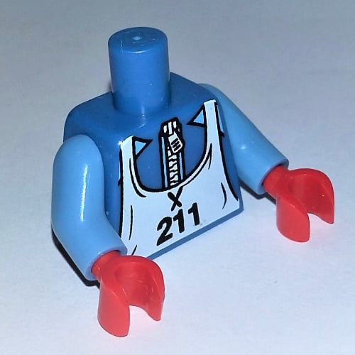 LEGO PART 973c32h22pr1663 Torso White Zipper and Ski Bib with '211 ...