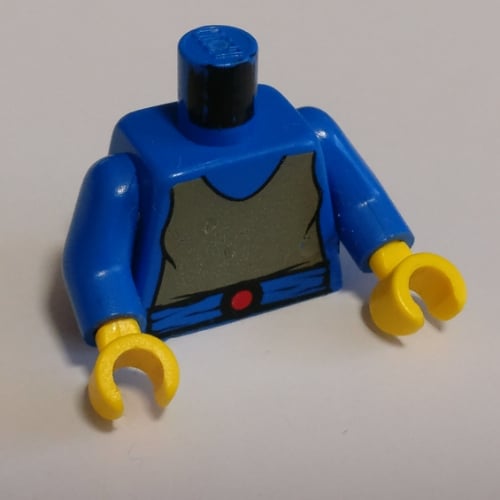 LEGO PART 973c28h01pr0083 Torso Tunic, Dark Gray, Blue Belt with Red ...