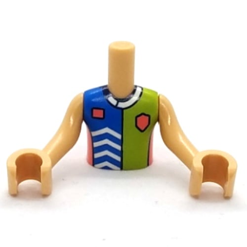 LEGO PART 11408c07pr0003 Minidoll Torso Boy with Blue/Lime/Coral Shirt ...