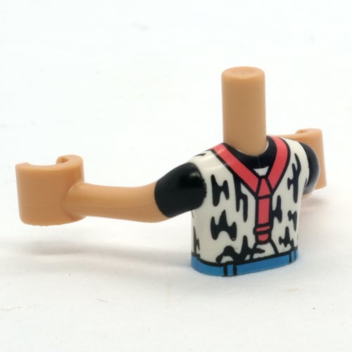 LEGO PART 11408c07pr0182 Minidoll Torso Boy with White Shirt, Black ...