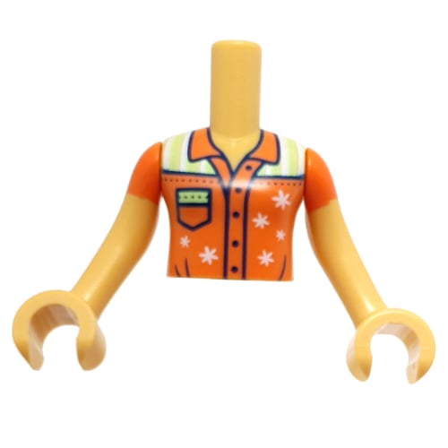 LEGO PART 92456c06pr0491 Minidoll Torso Girl with Coral/White Shirt ...