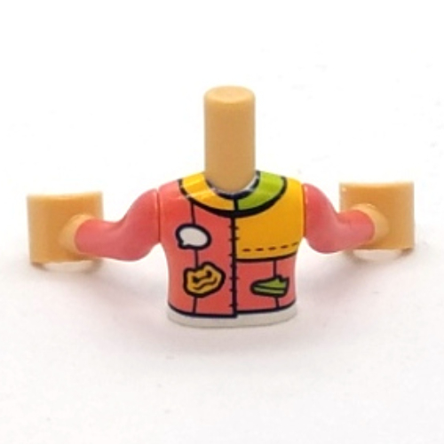 LEGO PART 92456c06pr0539 Minidoll Torso Girl with Coral/Bright Light ...