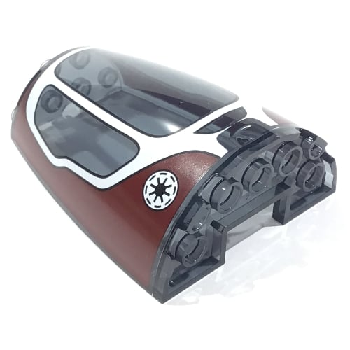 LEGO PART 7127pr0001 Windscreen 3 x 6 x 6 with Dark Red Fuselage, White ...