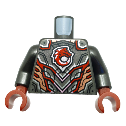 LEGO PART 973c75h10pr0001 Torso, Armor, Red Lines, Dragon Head print ...