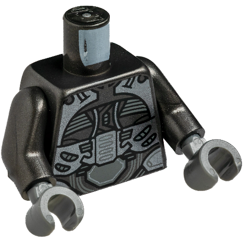 LEGO PART 973c75h12pr6977 Torso, Silver Armor Panels print, Pearl ...