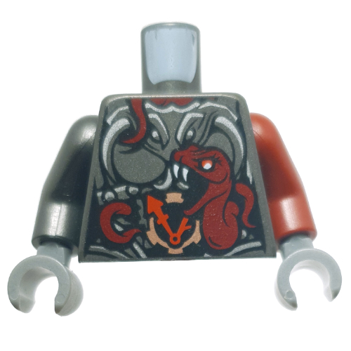 LEGO PART 973e061pr9880 Torso, Odd Arms, Armor, Red Snake and Clock ...