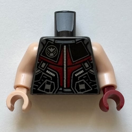 LEGO PART 973f038pr6806 Torso, Odd Hands, Chest Protector, Dark Red and ...